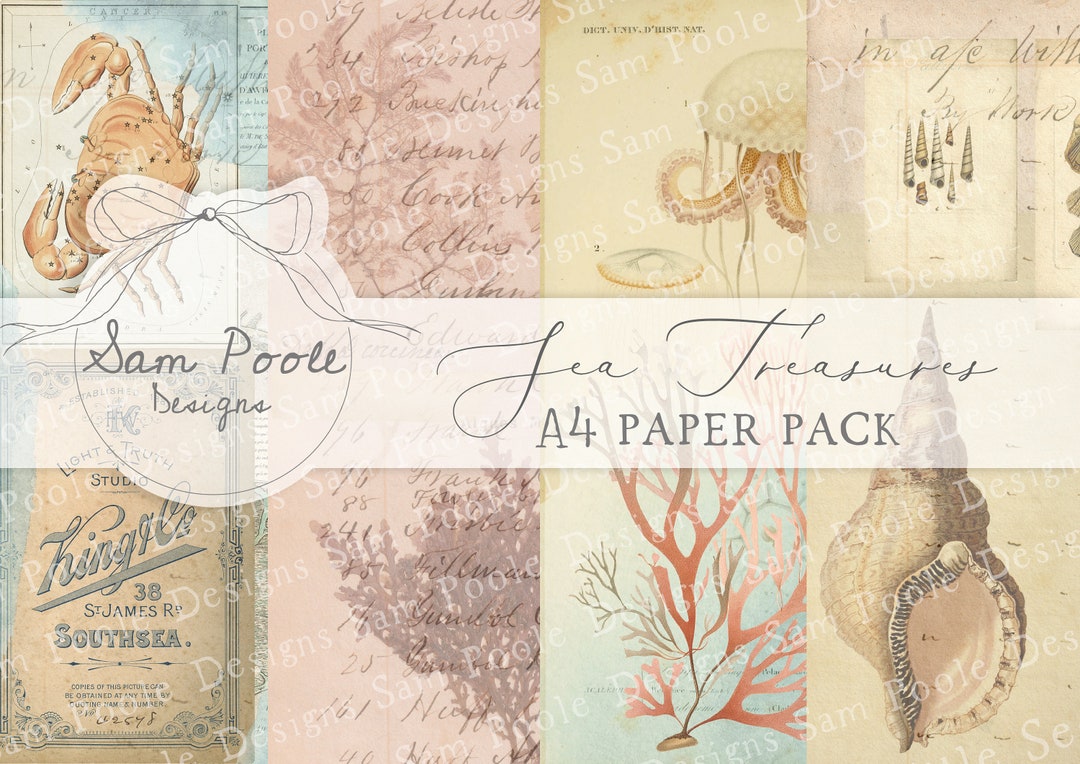Sea Treasures Nautical Vintage Junk Journal A4 Paper Collection ...