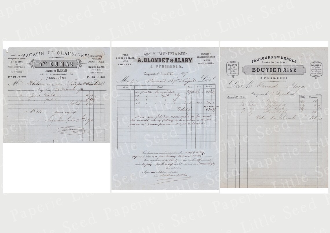 Vintage 'french Invoices' A4 Paper Collection - Digital Download ...