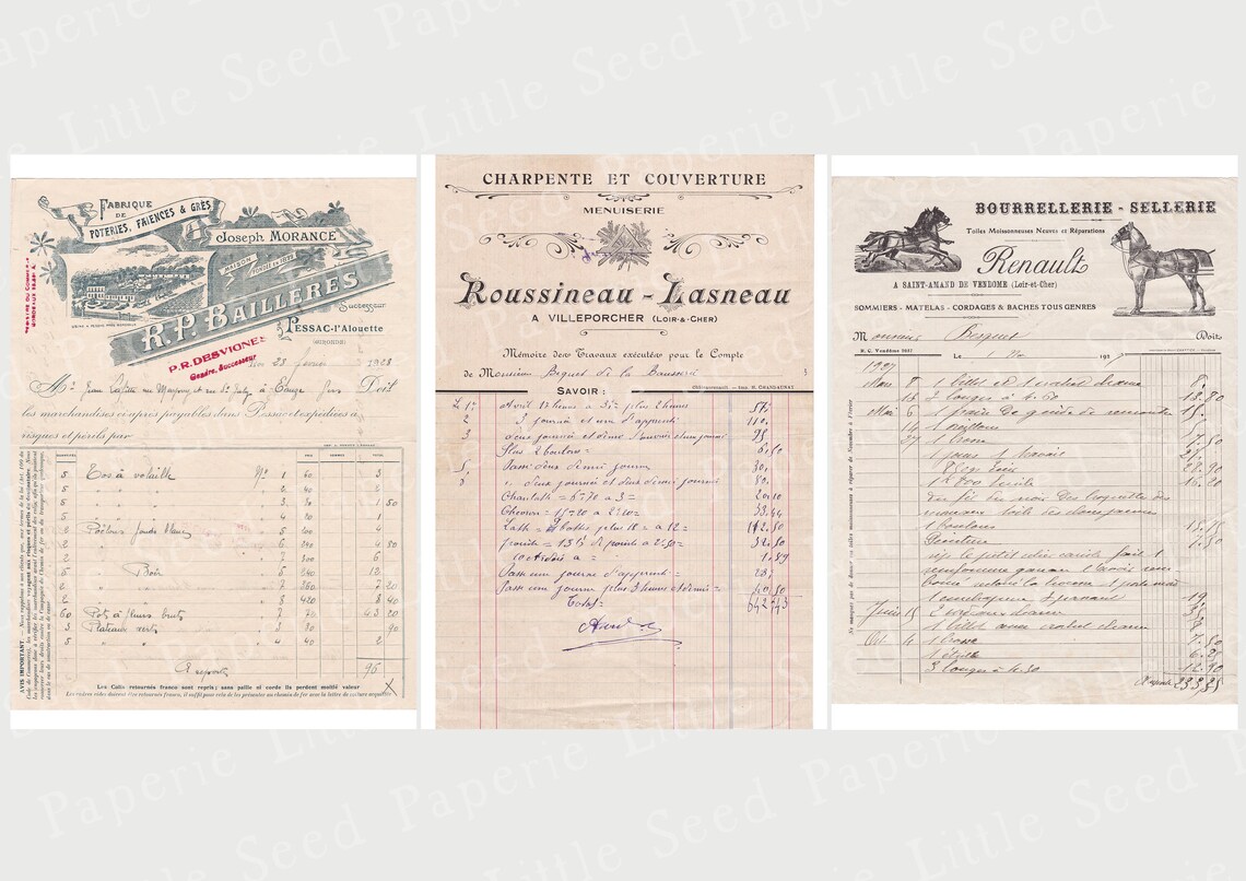 Vintage 'french Invoices' A4 Paper Collection - Etsy UK