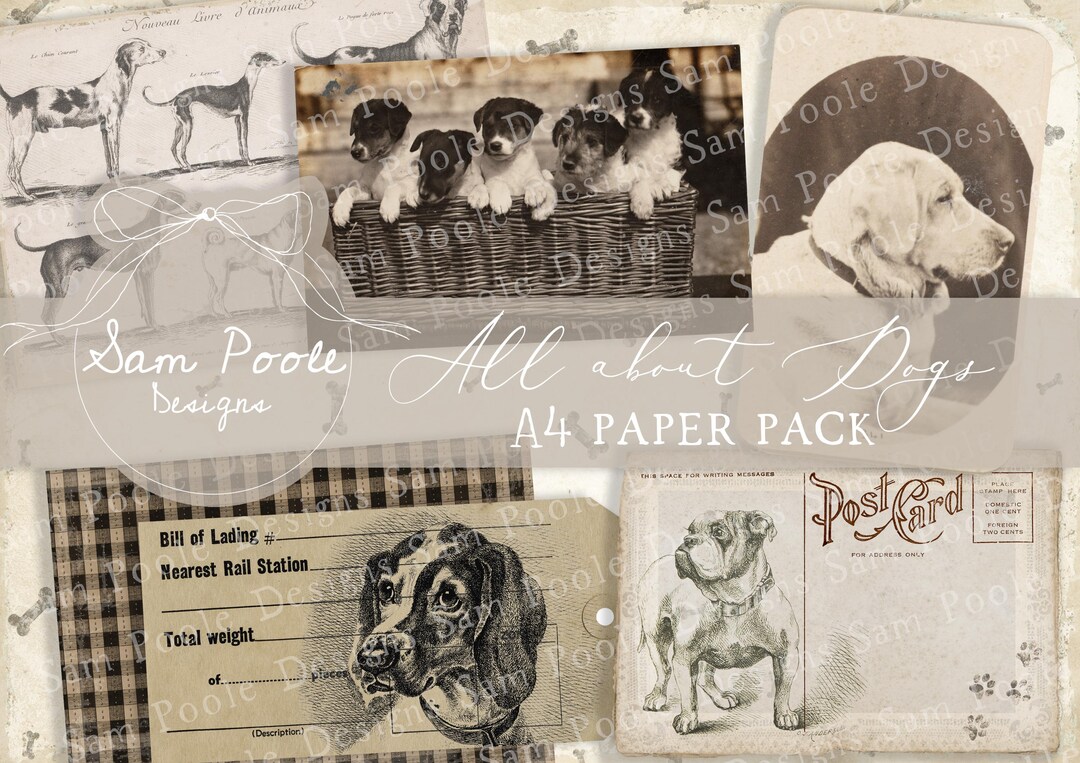 All About Dogs MAIN KIT Junk Journal A4 Paper Collection - Digital ...