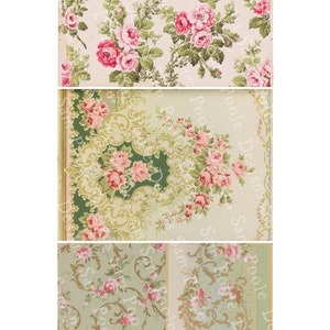 Cabbage Rose Wallpaper Kit Vintage Junk Journal A4 Paper Collection ...