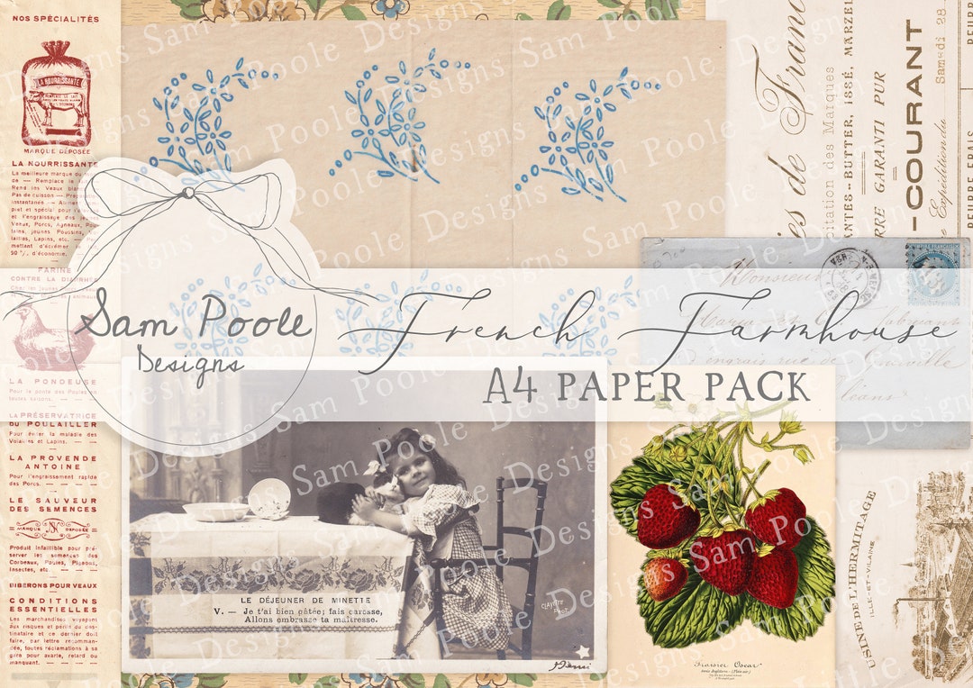 French Farmhouse Digital Kit Vintage Junk Journal A4 Paper Collection ...