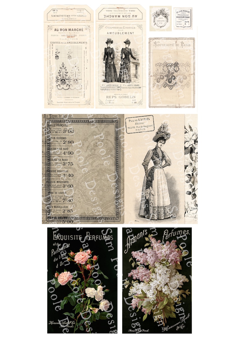 Noir Vintage French Haberdashery Junk Journal A4 Paper Collection ...
