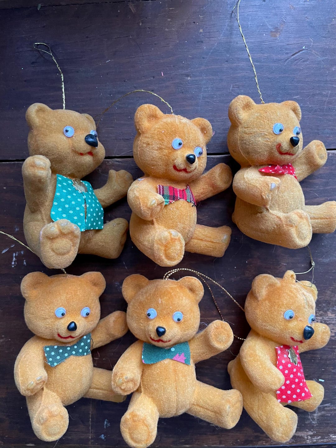 Vintage Flocked Bear Ornaments Assortment - Etsy