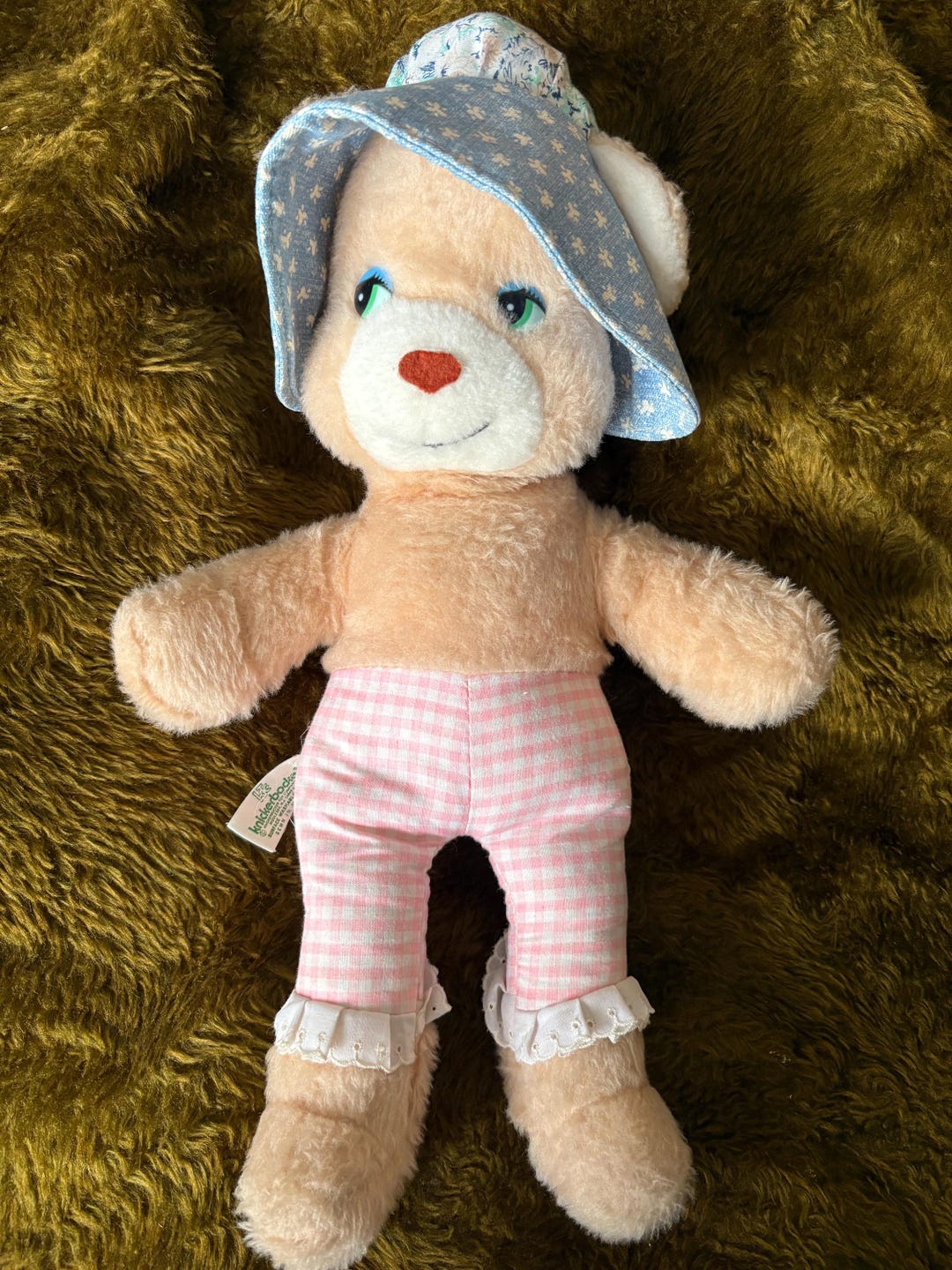 Vintage Knickerbocker Animals of Distinction Bear Plush Floral Bonnet ...