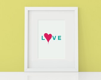 Printable Orange Love Heart 8x10 Artwork With Mat Border white - Etsy