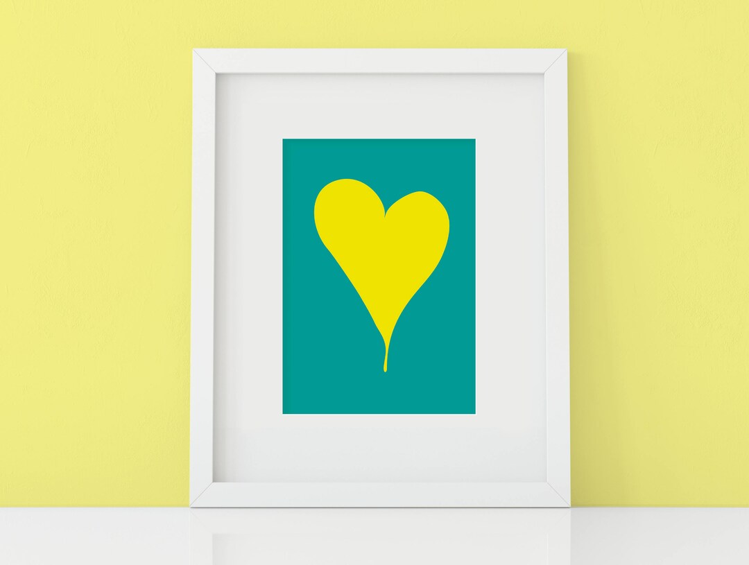 Printable | Yellow Heart Love | 8x10 Artwork With Mat Border - Etsy