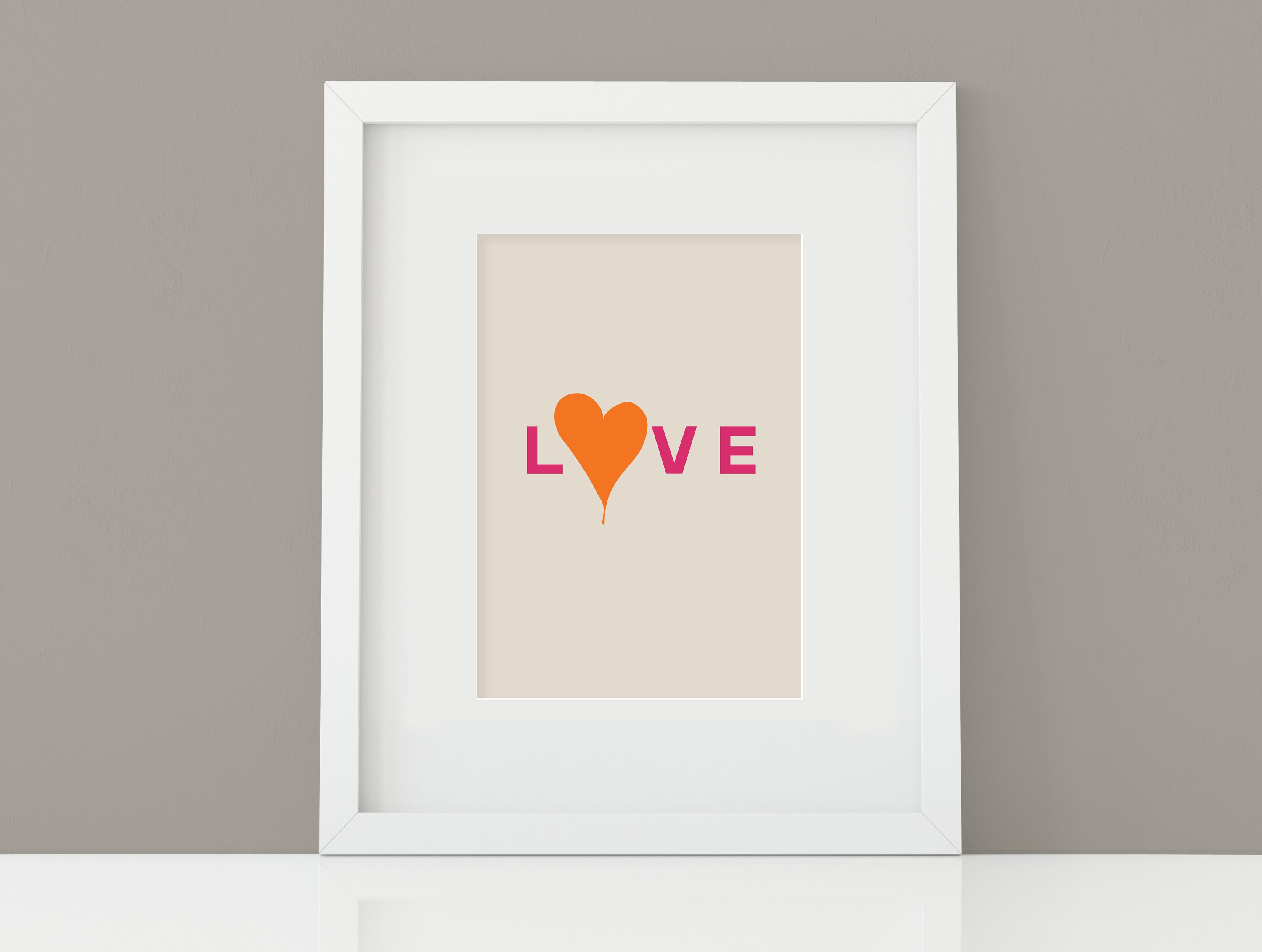 Printable Orange Love Heart 8x10 Artwork With Mat Border | Etsy