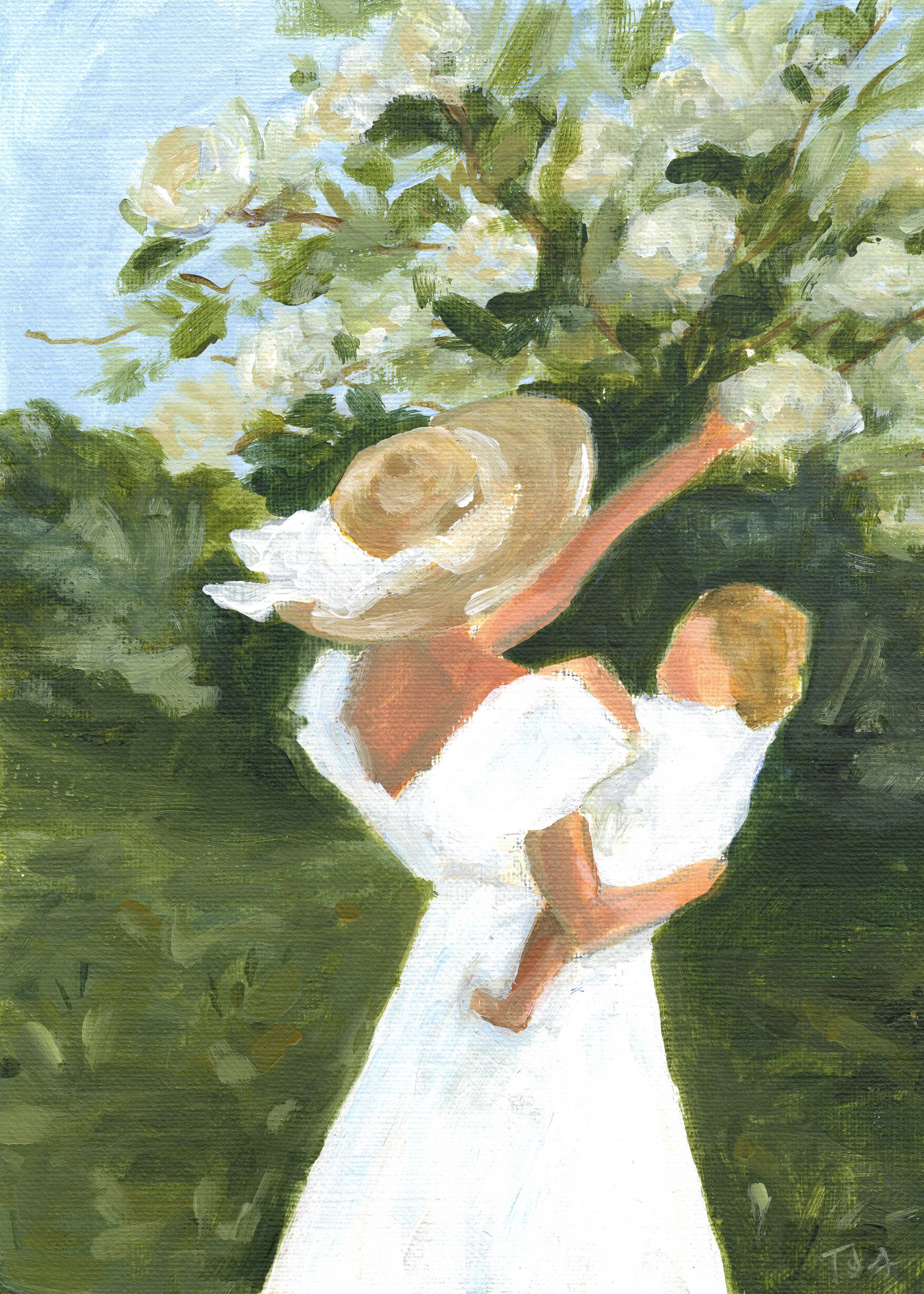 Mother in Garden PRINT | Original Giclee Print of Mother With Baby in ...