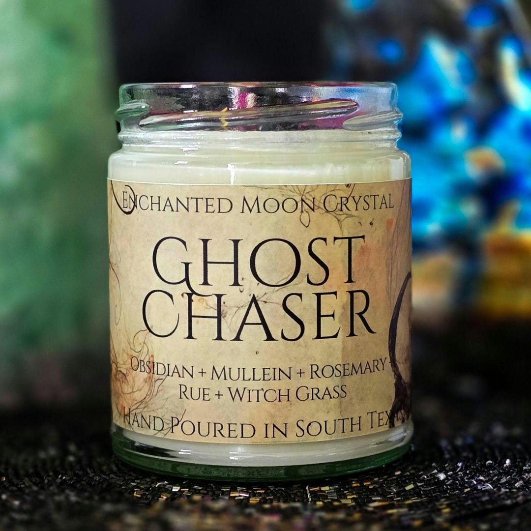 Ghost Chaser Candle, Protection Spell, Obsidian, Cedar & Fir Scent - Etsy