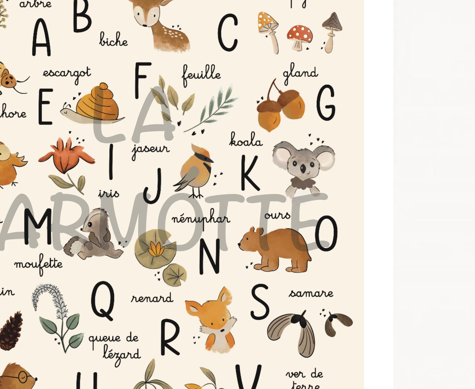 Affiche Mon abécédaire de la forêt illustration enfant | Etsy