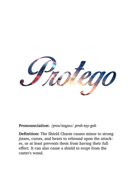 Harry Potter Spell Print Protego | Etsy