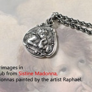 Sterling Silver Cherub Charm Pendant Necklace, Sterling Silver Guardian ...