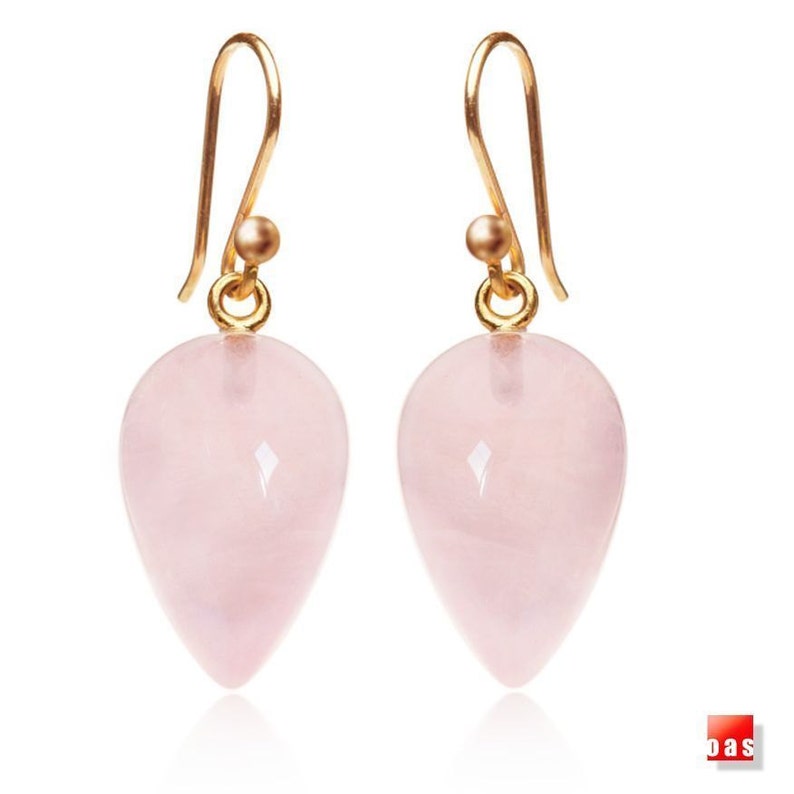 Solid Gold Rose Quartz Earrings 18K Rose Quartz Earrings 14K - Etsy