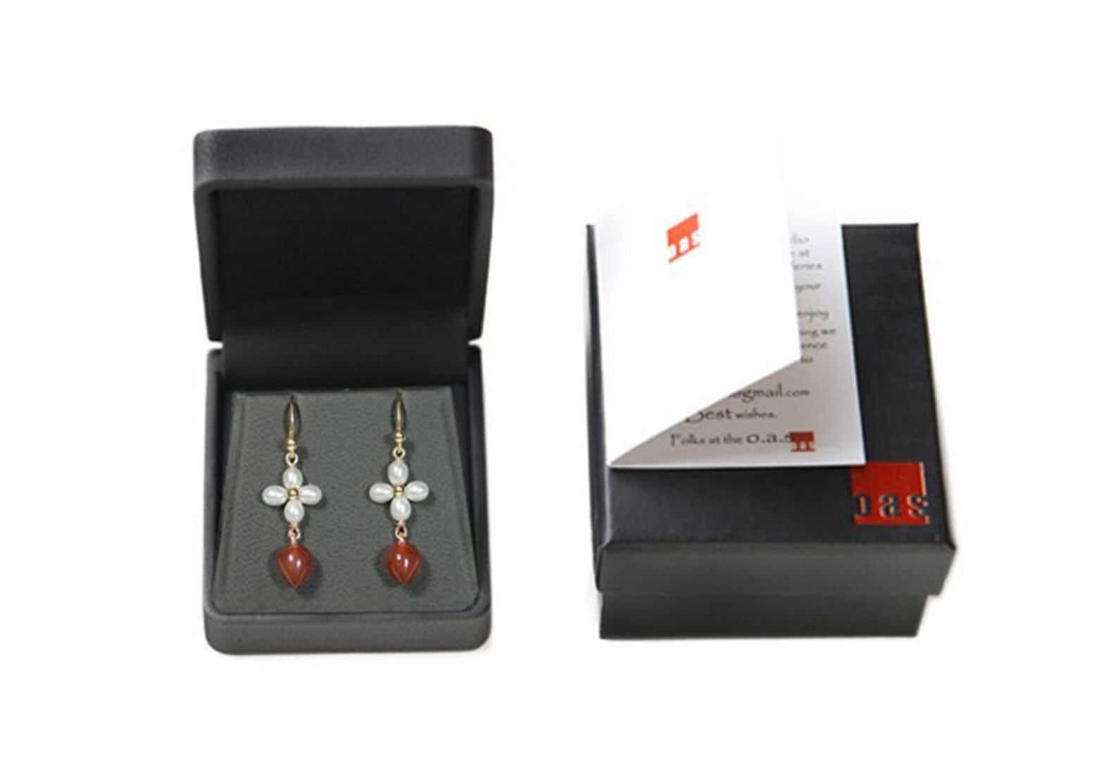 Fire Carnelian Earrings, 18K Solid Gold, Carnelian Pearl Drop Earrings ...