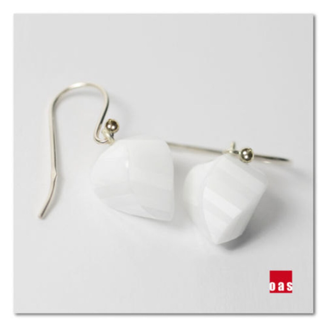18K 14K Solid Gold Earrings, White Snow Jade Earrings, White Jade ...