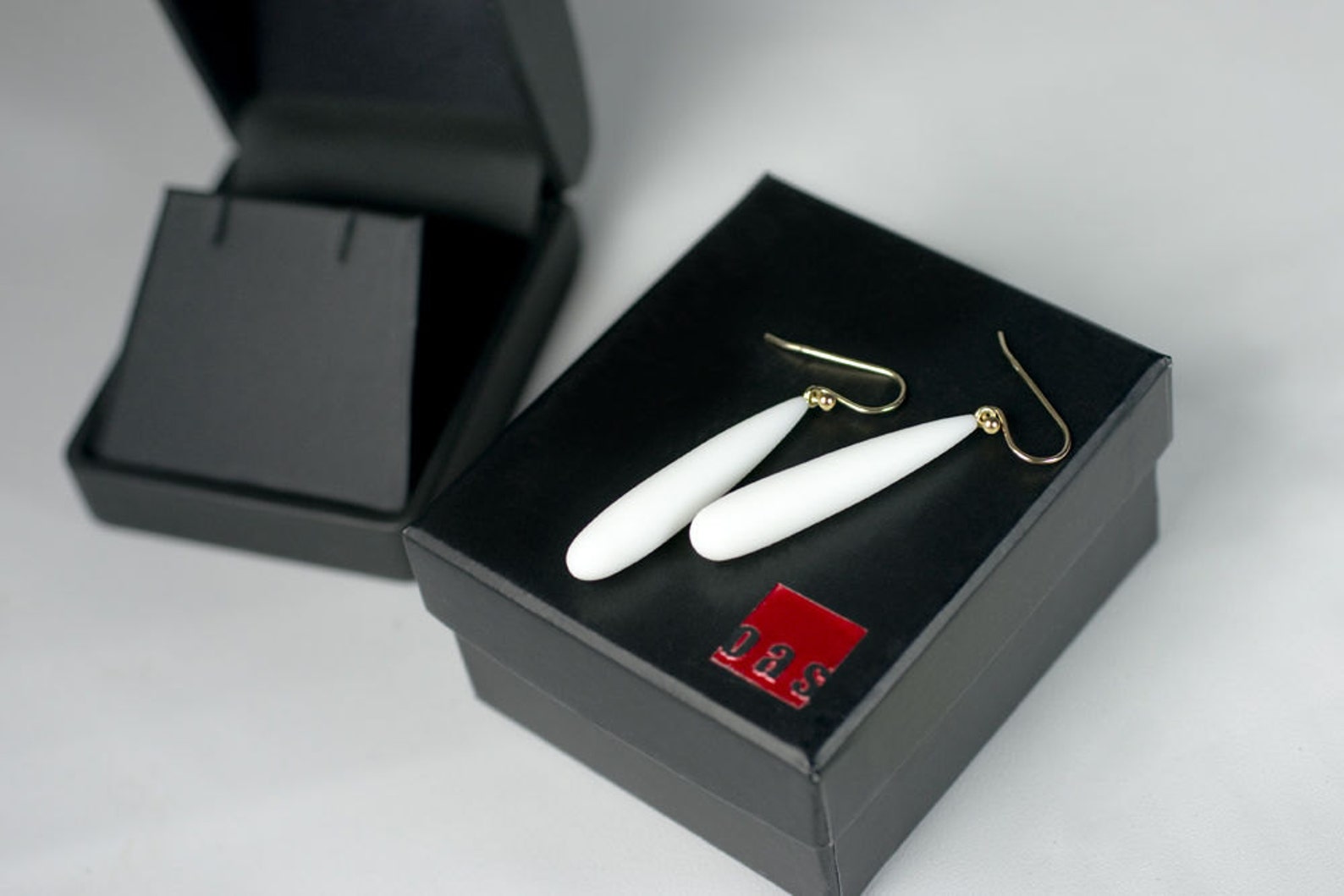 White Snow Jade Earrings, Snow Jade Drop Earrings, 18K Earrings, 14K ...