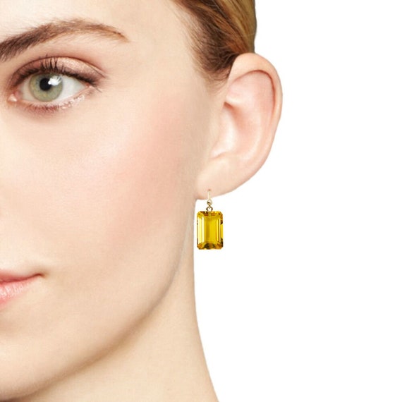 Emerald cut citrine earrings store