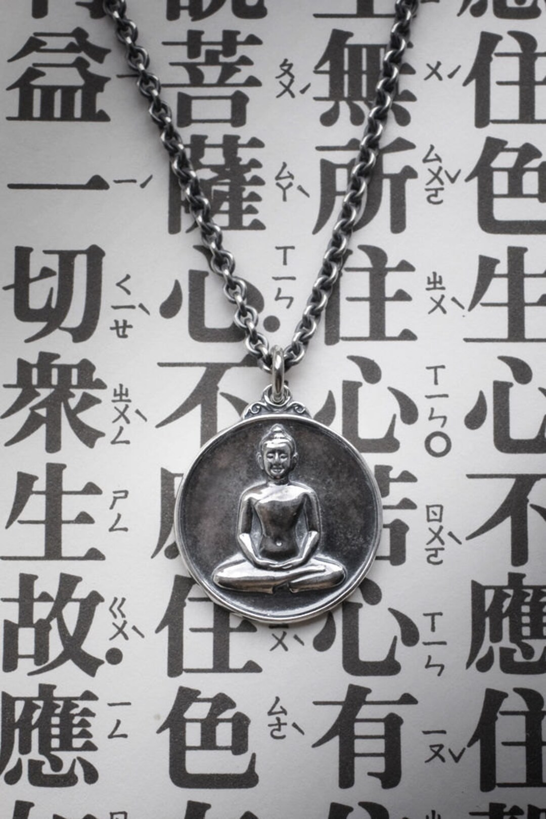 Sterling Silver Meditating Buddha Pendant Necklace, Silver Buddha ...