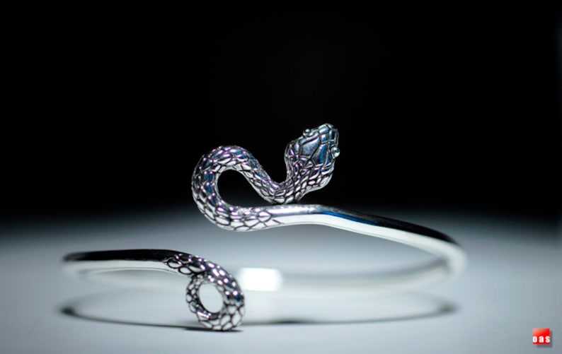 Adjustable Solid Silver Serpent Bracelet, Sterling Silver Snake ...