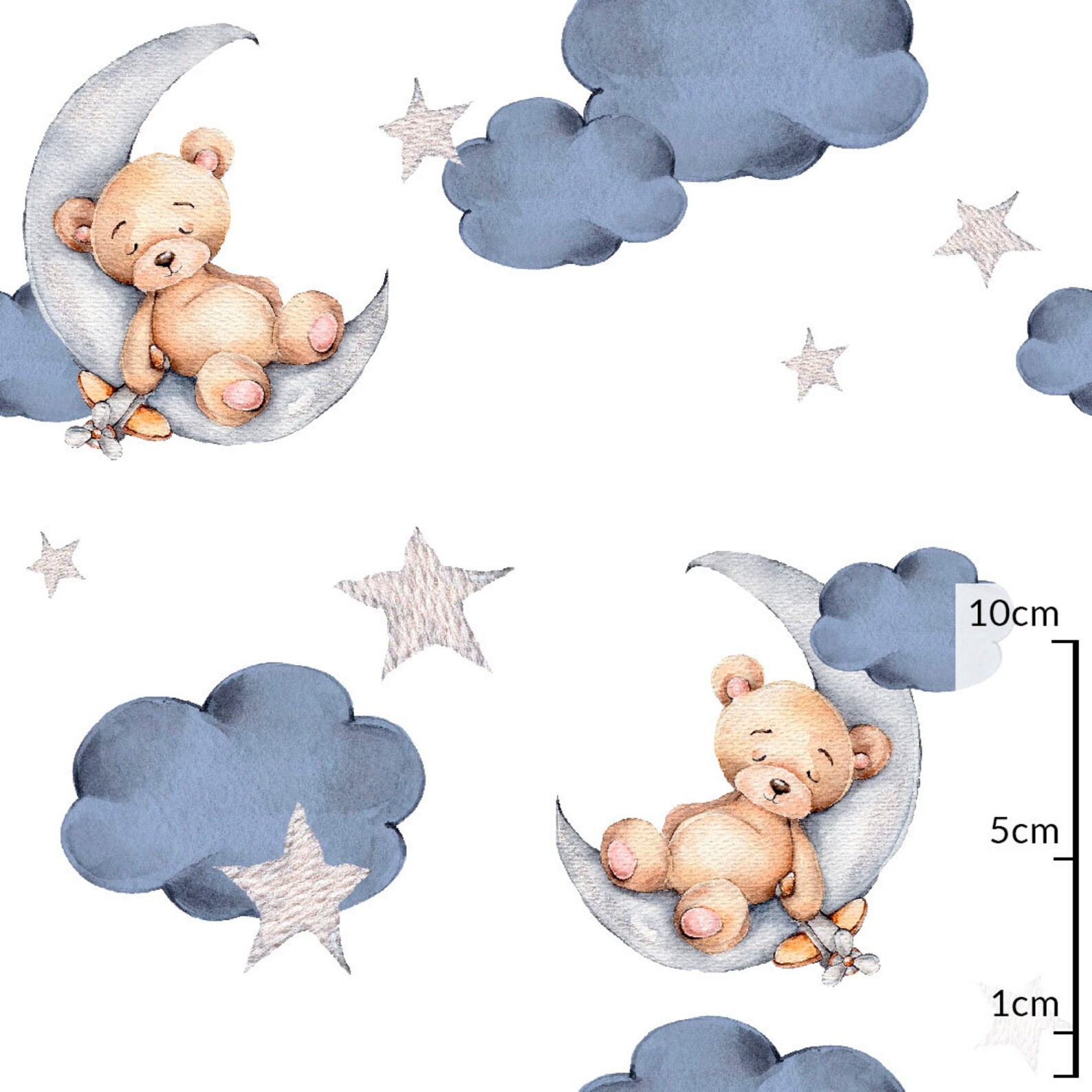 Fabric Teddy Bear Cotton Fabric by the Yard, Watercolor Woodland ...