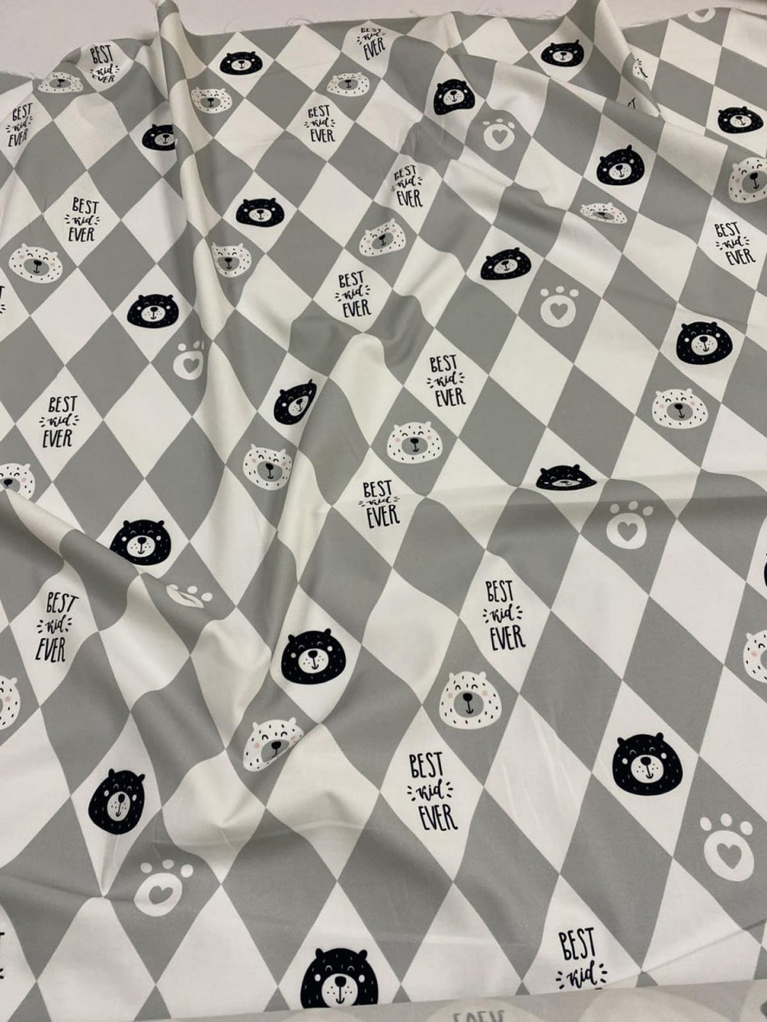 Teddy Bear Cotton Fabric Rhombus Print Premium Cotton Fabric Animal ...