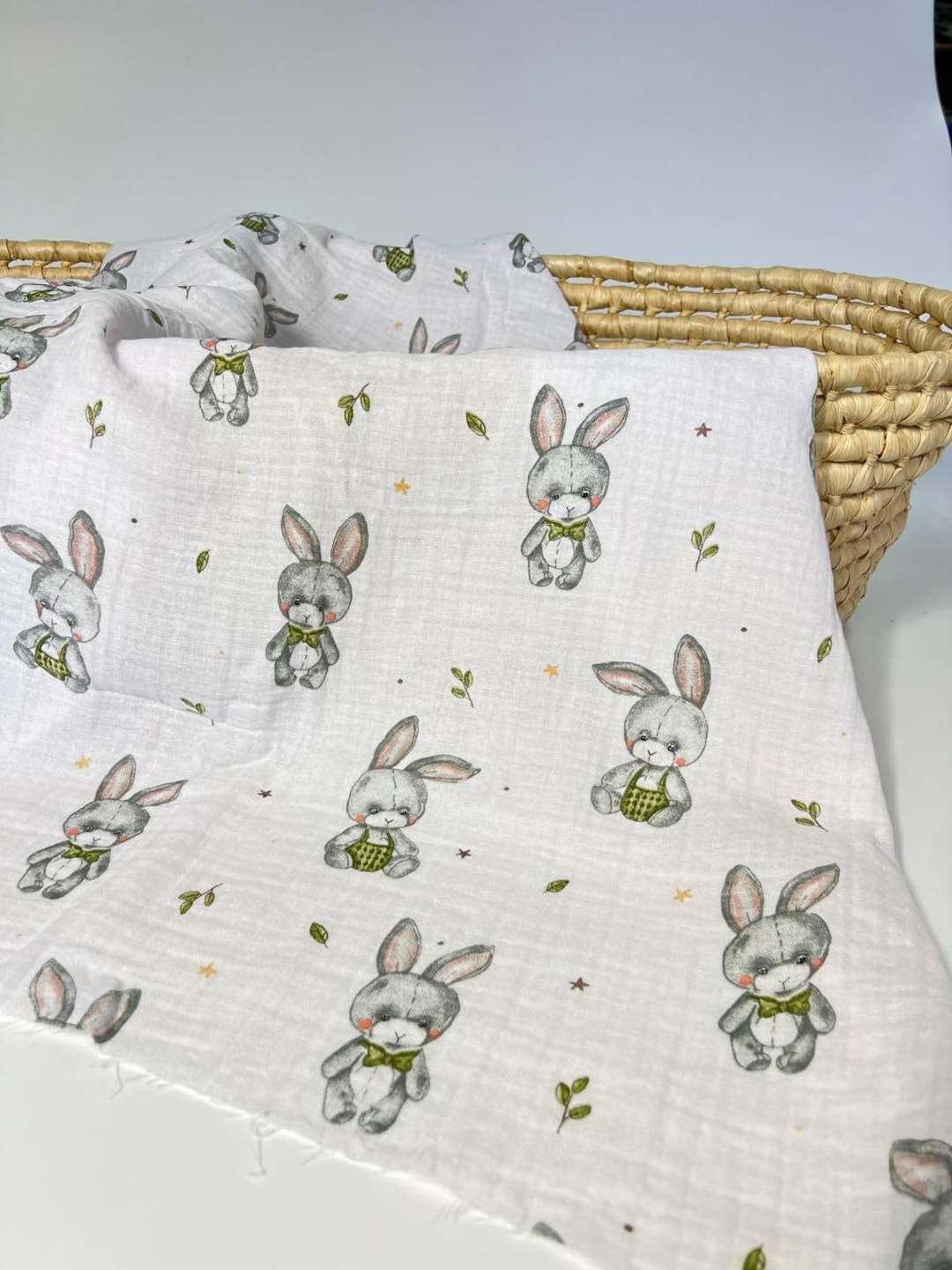Muslin Rabbit Cotton Double Gauze, Bunny Pattern Gauze, Baby Cotton ...