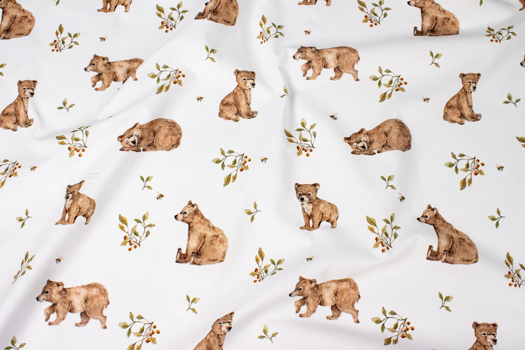 Bear Cotton Premium Fabric Baby Bear , Modern Nursery, Premium Digital ...