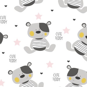 Cute Teddy Bear Cotton Fabric Quilting for Nursery,fabric by the Yard ...