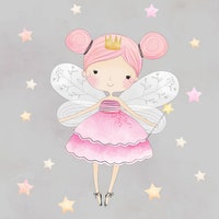 Cotton Panels Fairy Princess Print at Gray Premium Cotton Fabric for ...