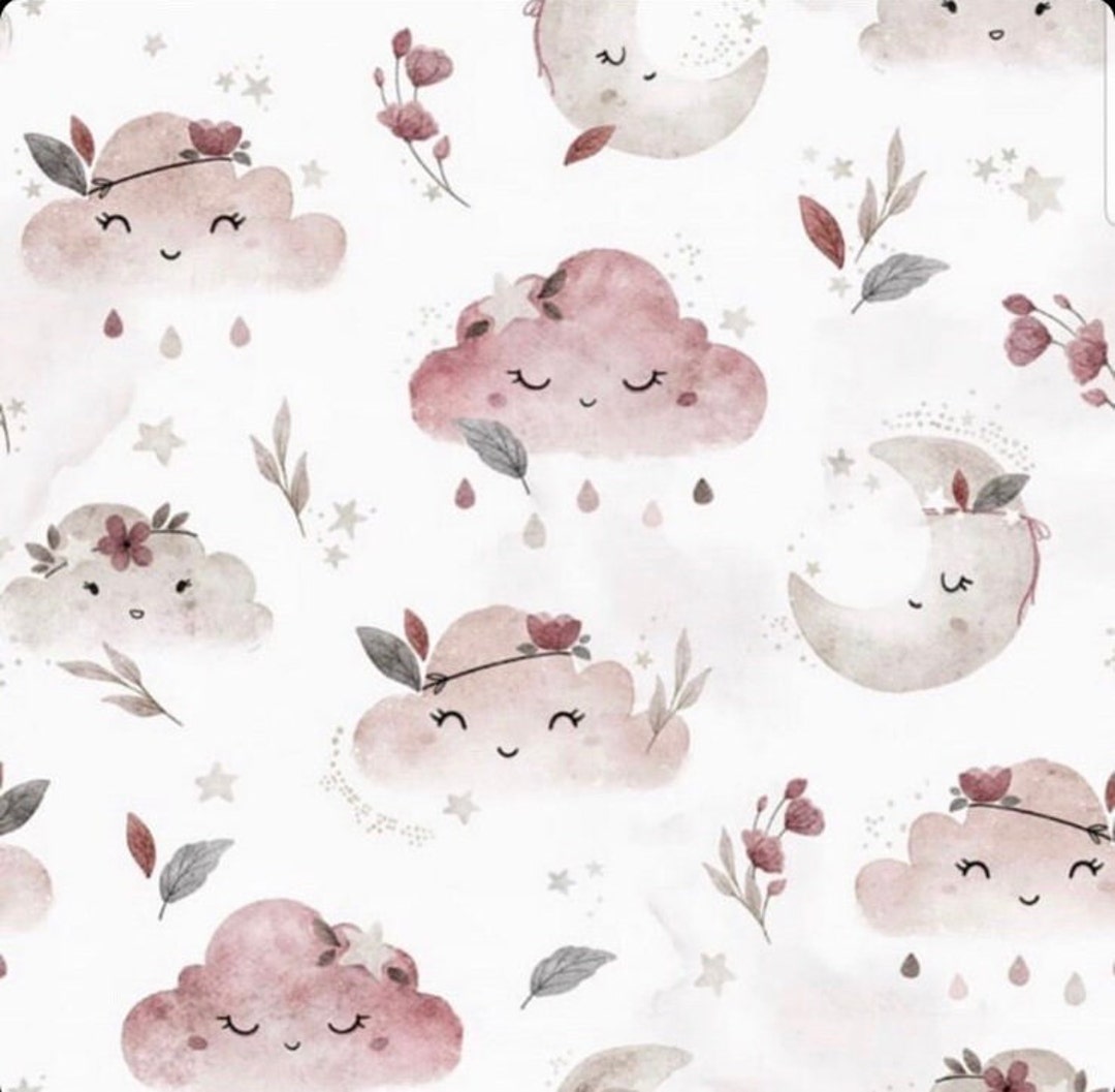 Cutest Clouds Cotton Fabric by the Yard, Premium Cotton Fabric, Digital ...