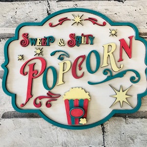 Retro Popcorn Sign, Popcorn Wall Sign, Movie Night Decor, New Home Gift ...