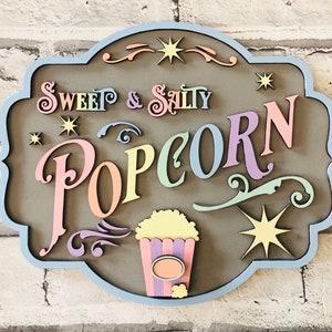 Retro Popcorn Sign, Popcorn Wall Sign, Movie Night Decor, New Home Gift ...