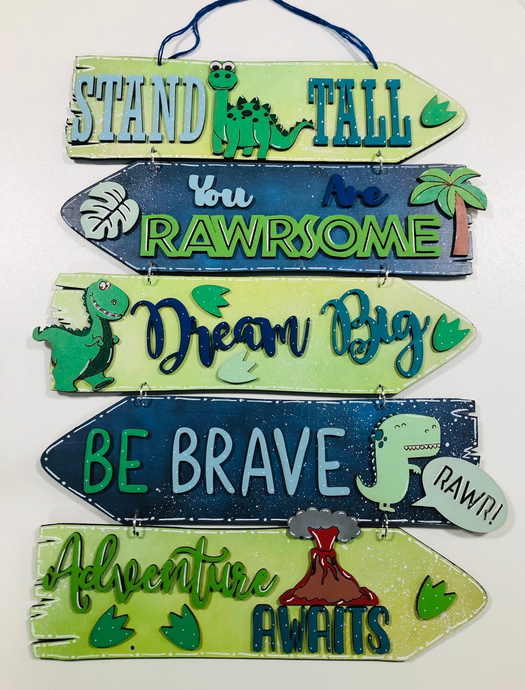 Dinosaur Wall Sign, Wooden Dinosaur Wall Plque, Dinosaur Direction Sign ...