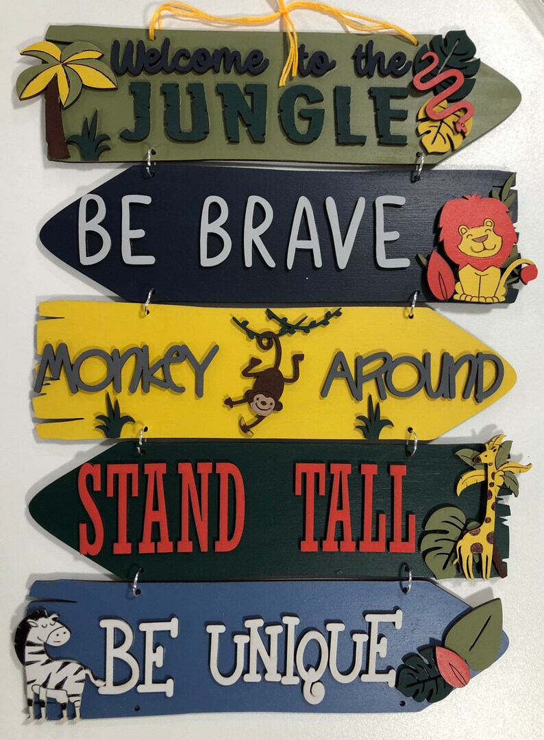 Safari Wall Sign Wooden Plaques for Wall Safari Themed Wall - Etsy UK