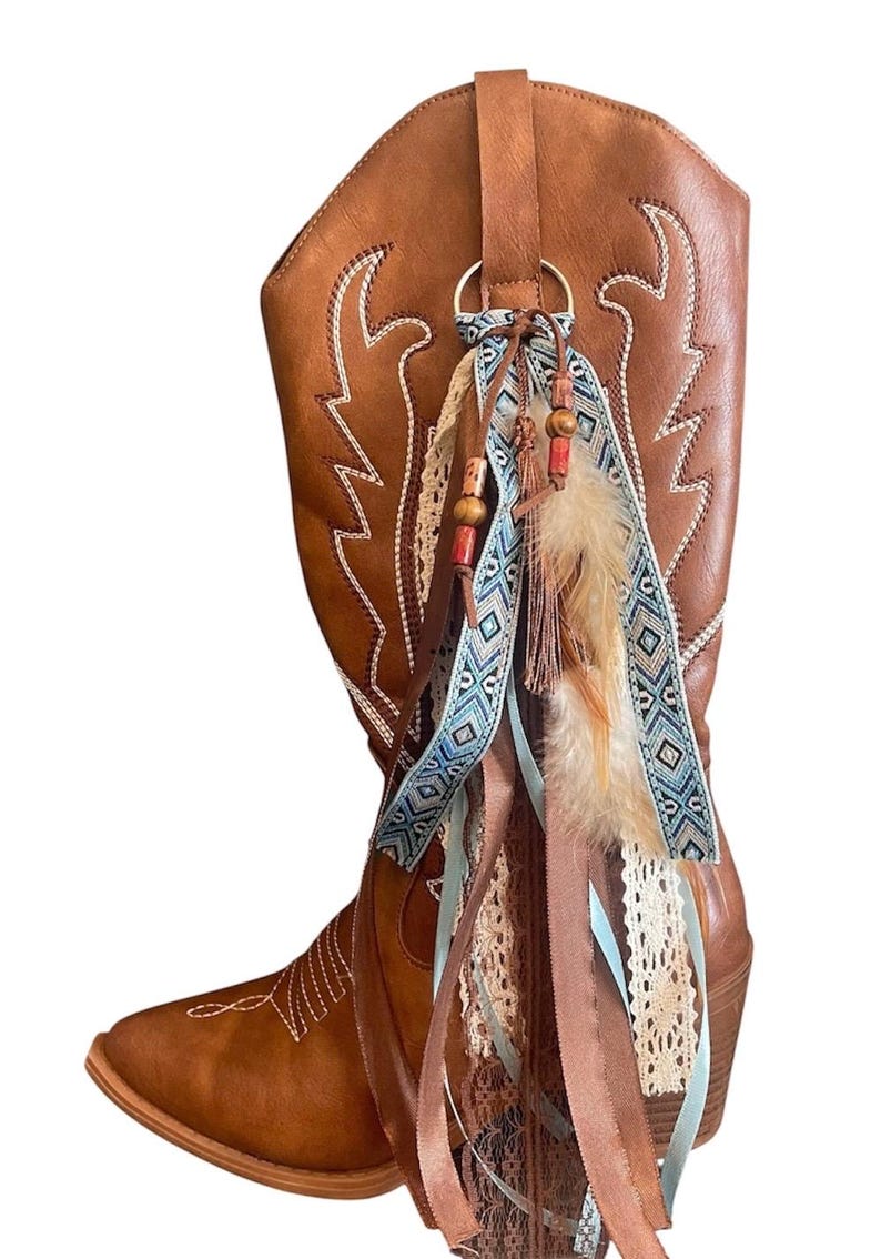 Western Boot Tassels, Blue Boho Tassels, Pair of Clip on Boot ...