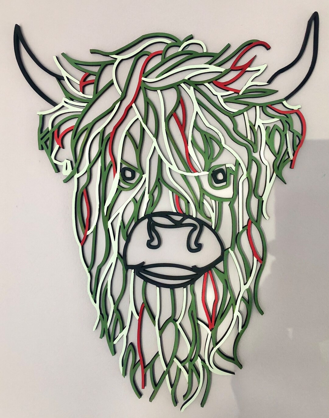 Geometric Highland Cow, Highland Cow Wooden Wall Art, Geometric Wall ...
