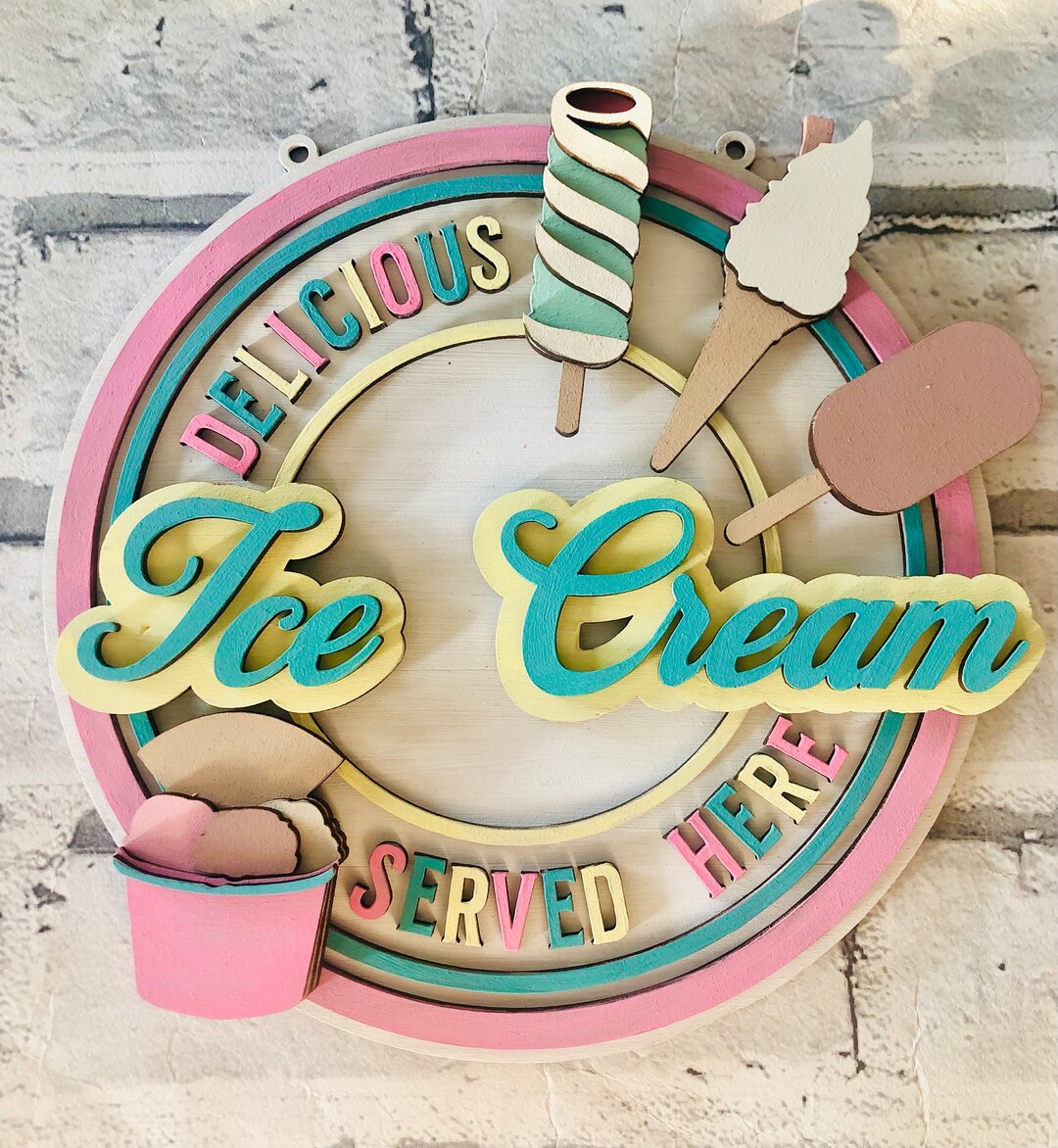 Ice Cream Sign, Retro Ice Cream Sign, Ice Cream Shop Sign, Playroom ...