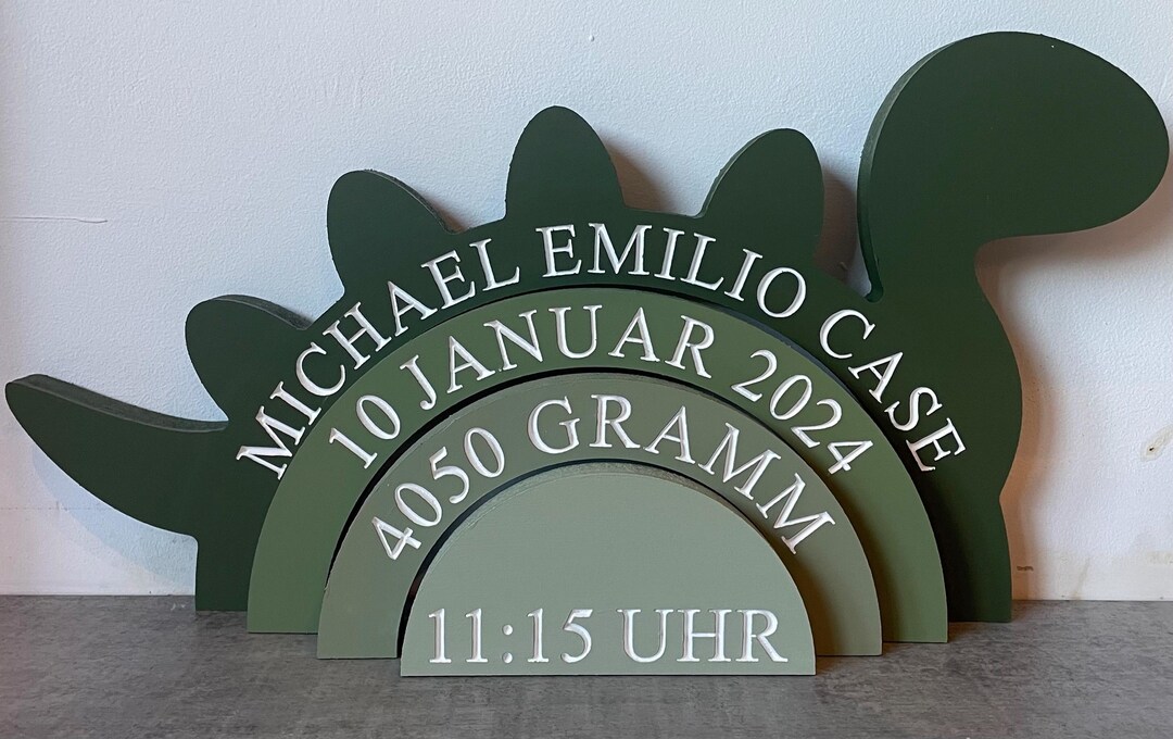 Personalised Wooden Dinosaur Stacker, Engraved Wooden Rainbow Stacker ...
