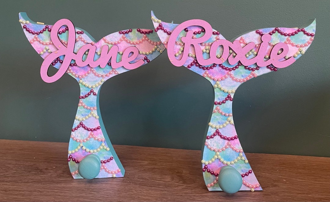 Wooden Mermaid Tail Coat Hook, Personalised Coat Hook, Mermaid Room ...