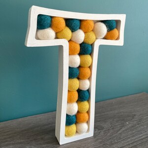 20cm Pom Pom Letters, Felt Ball Letters, Personalised Decor, Wooden ...