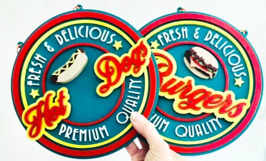 Retro Savoury Food Sign, Retro Ramen Sign, Hot Dog Wall Sign, Burgers ...