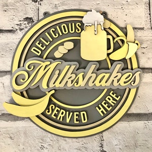Milkshake Sign, Milkshake Wall Plaque, Retro Sign, Playroom Sign ...