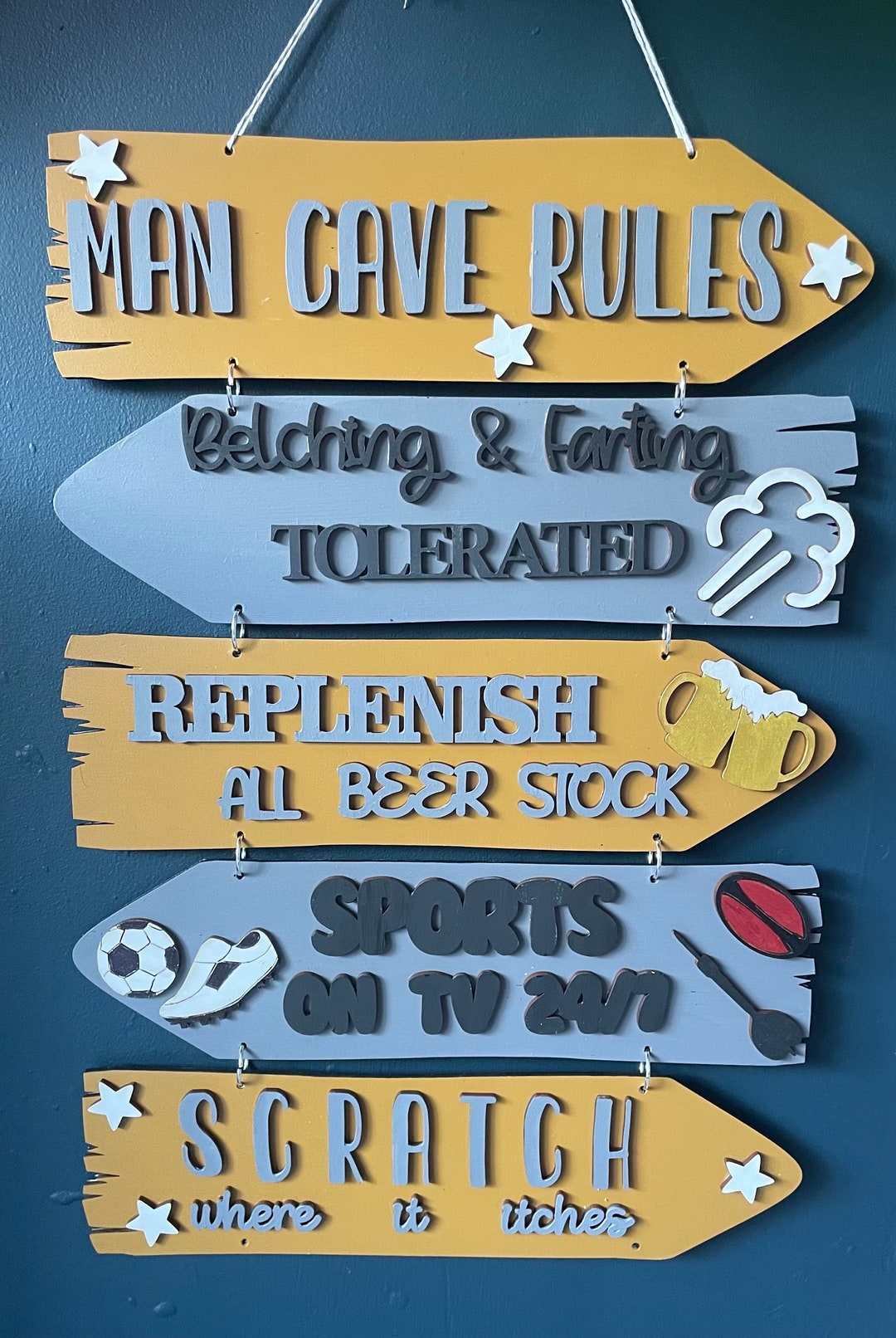 Man Cave Wall Sign, Wooden Plaques for Wall, Mens Wall Sign, Man Cave ...