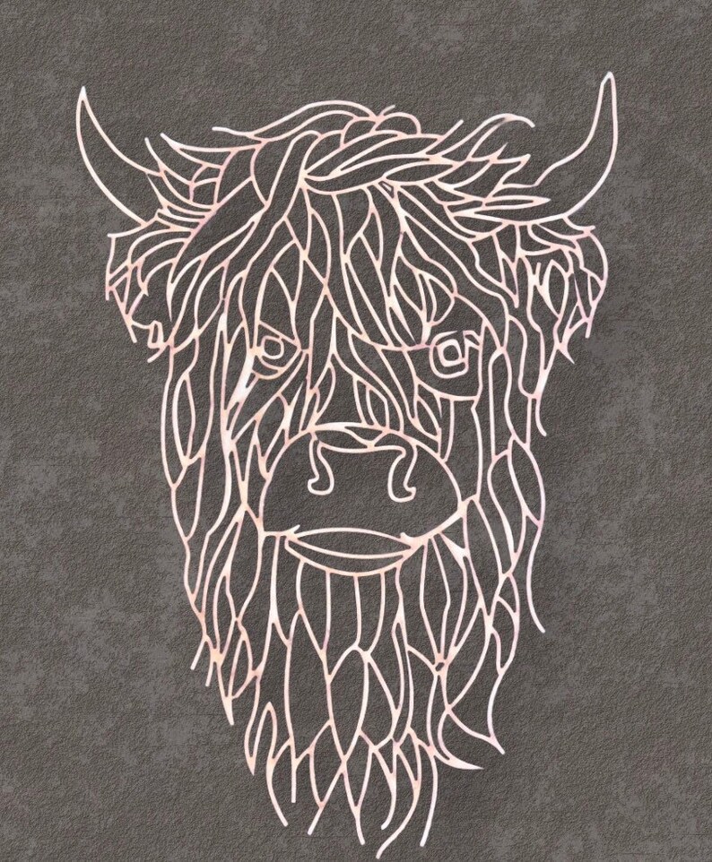 Geometric Highland Cow, Highland Cow Wooden Wall Art, Geometric Wall ...