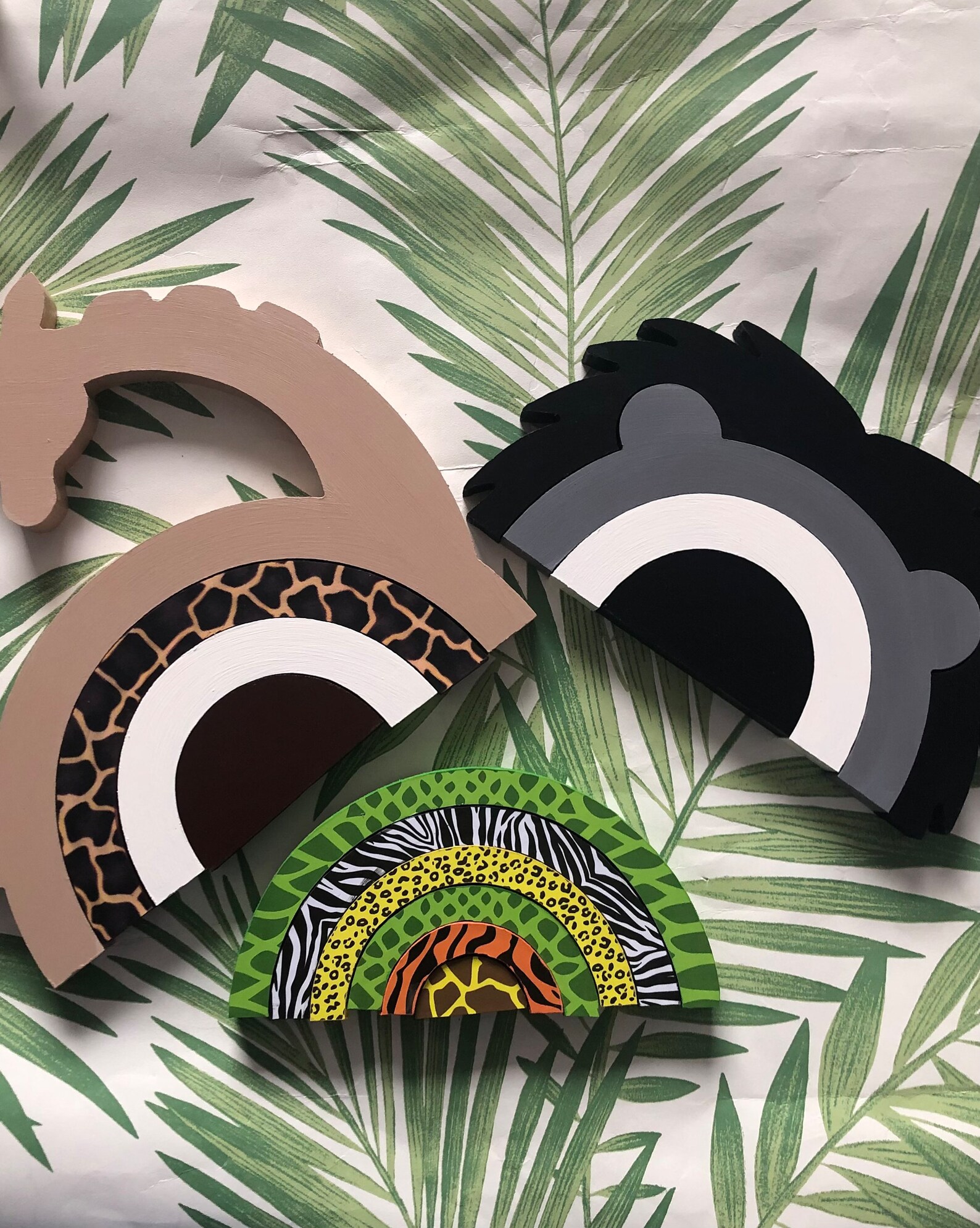 Rainbow Stacker Lion Stacker Wooden Lion Stacker Jungle - Etsy