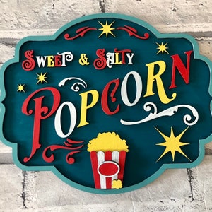 Retro Popcorn Sign, Popcorn Wall Sign, Movie Night Decor, New Home Gift ...