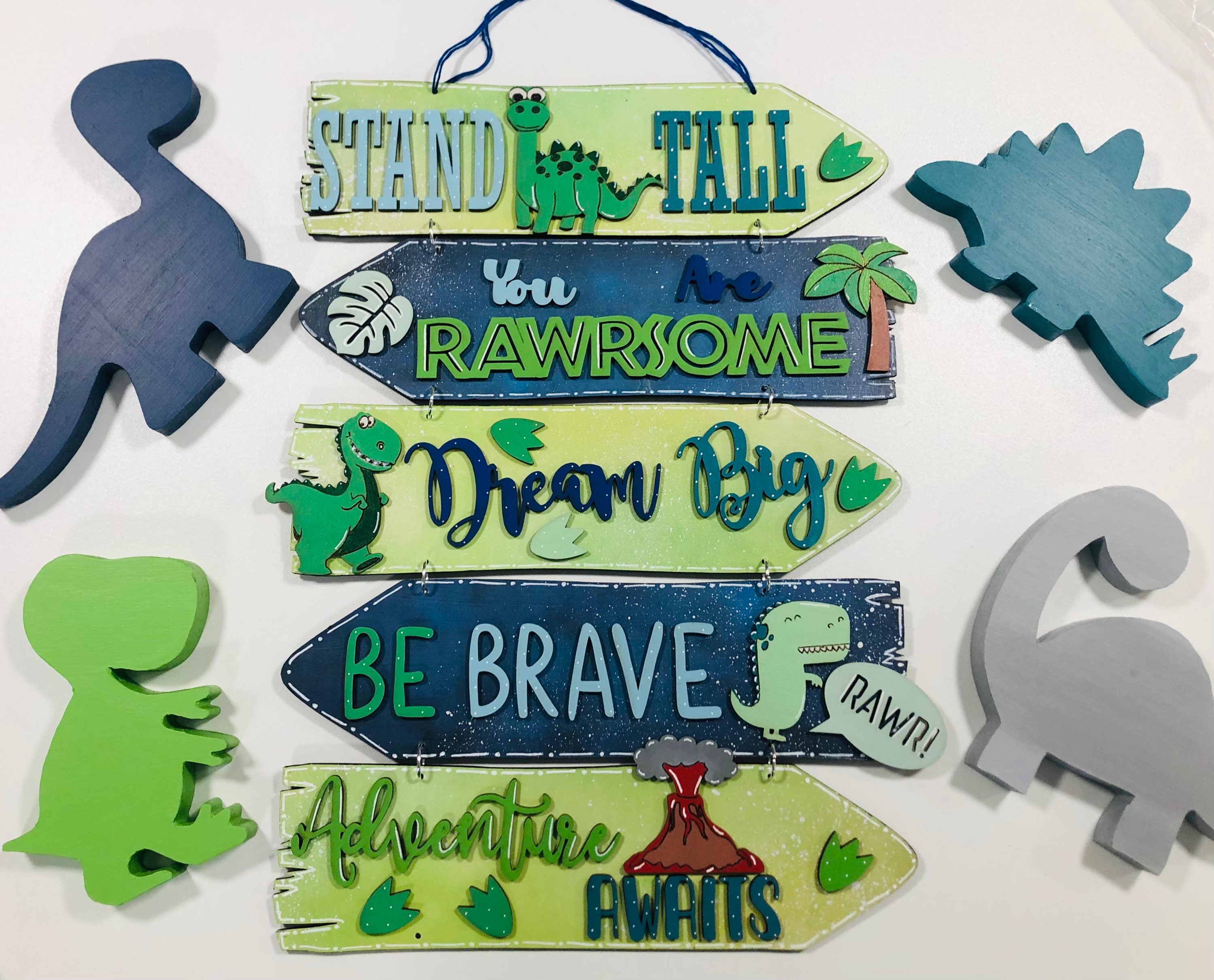 Wooden Plaques for Wall, Dinosaur Wooden Wall Hanging, Wooden Dinosaur ...