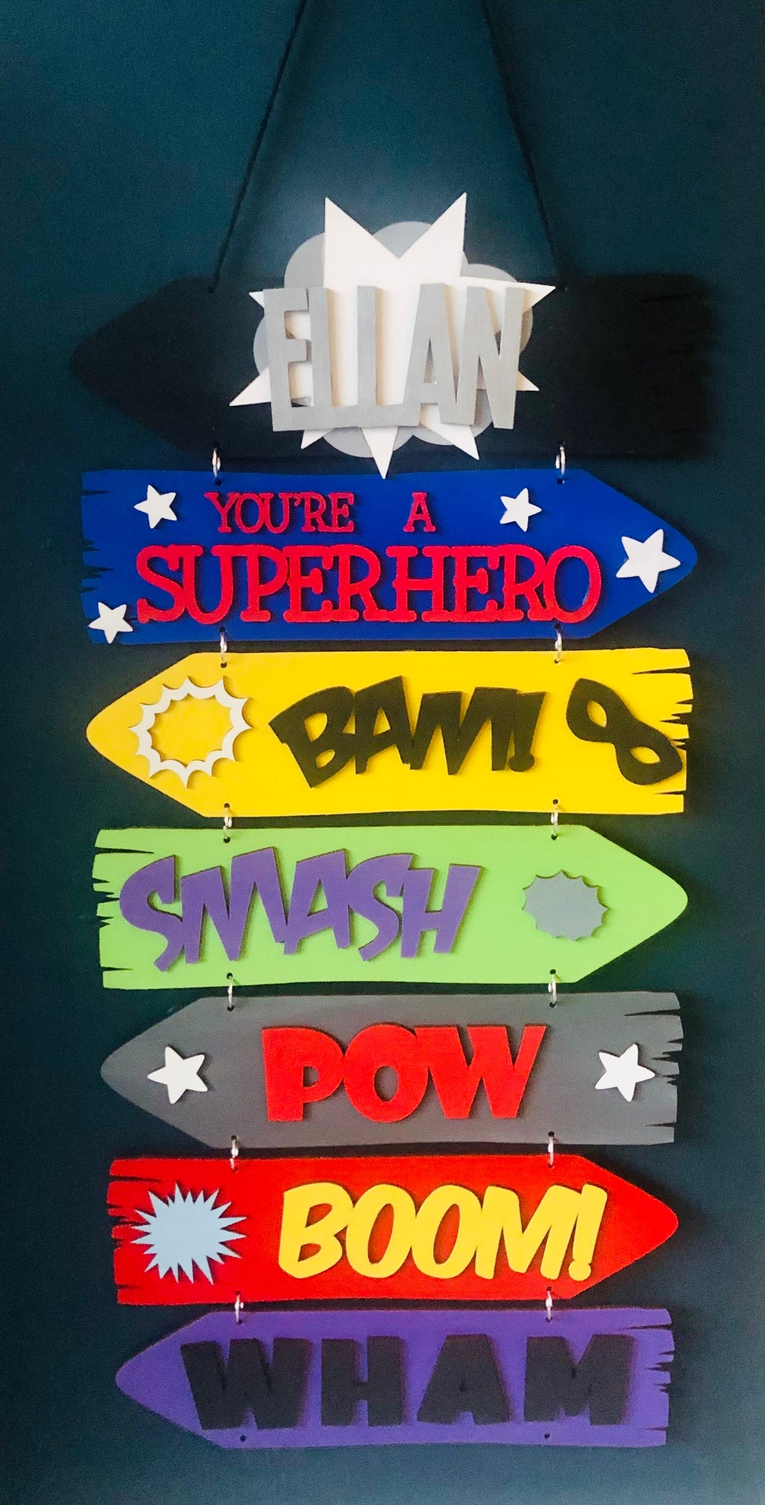 Superhero Wall Sign, Wooden Direction Sign, Superhero Direction Sign ...