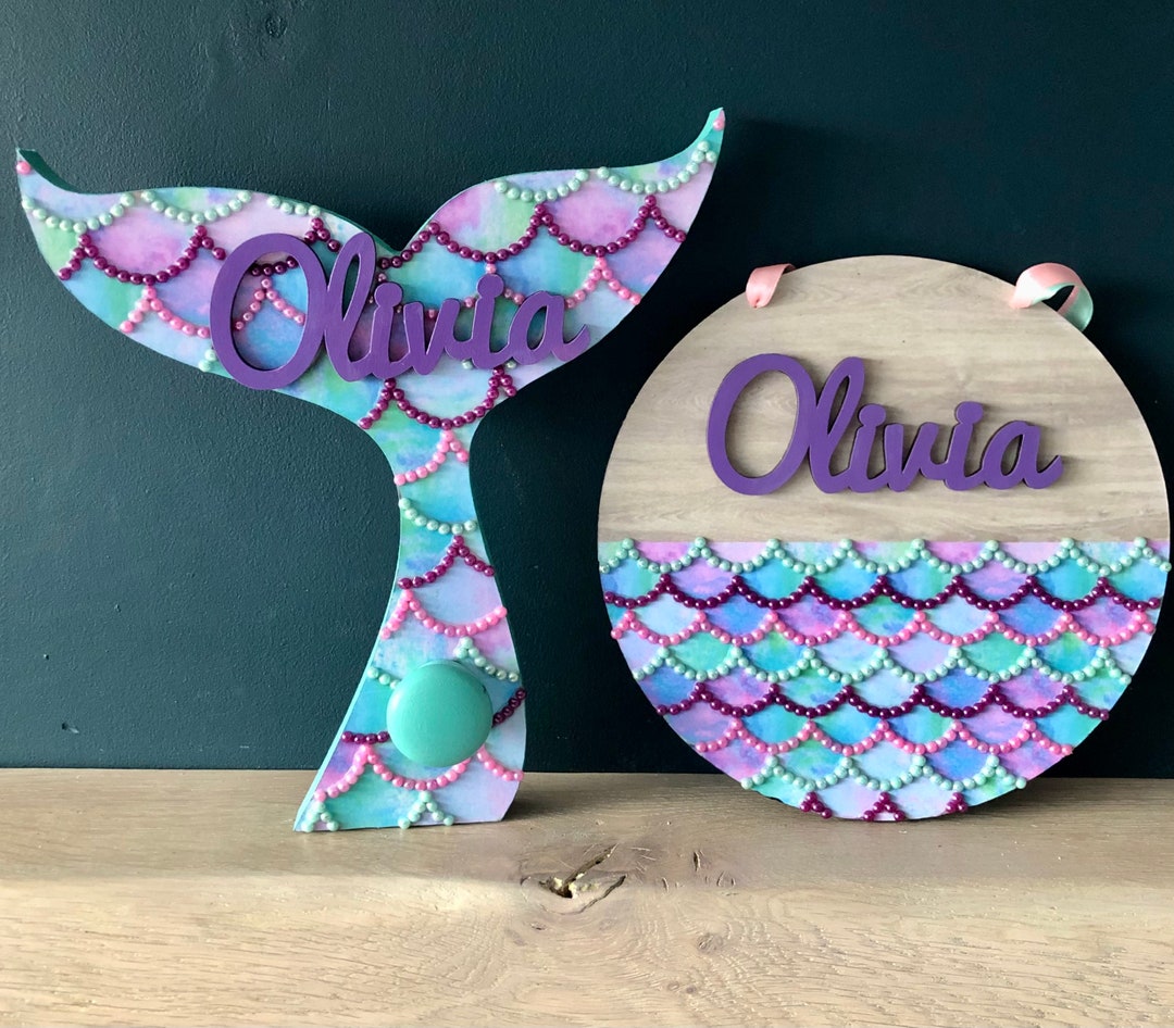 Wooden Mermaid Tail Coat Hook, Personalised Coat Hook, Mermaid Room ...